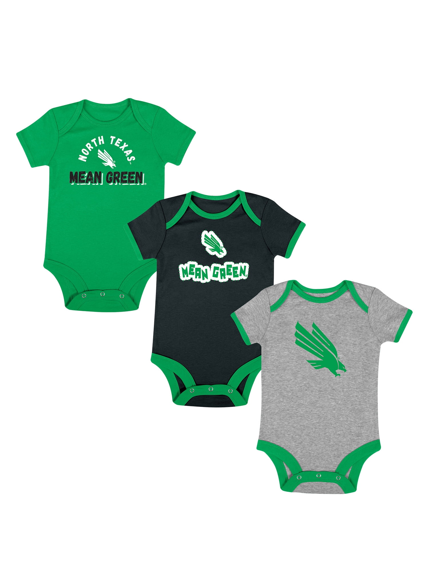 NCAA NORTH TEXAS Infant Tm1&2 Color Cotton SS ONS 3Pk Boys - Walmart.com