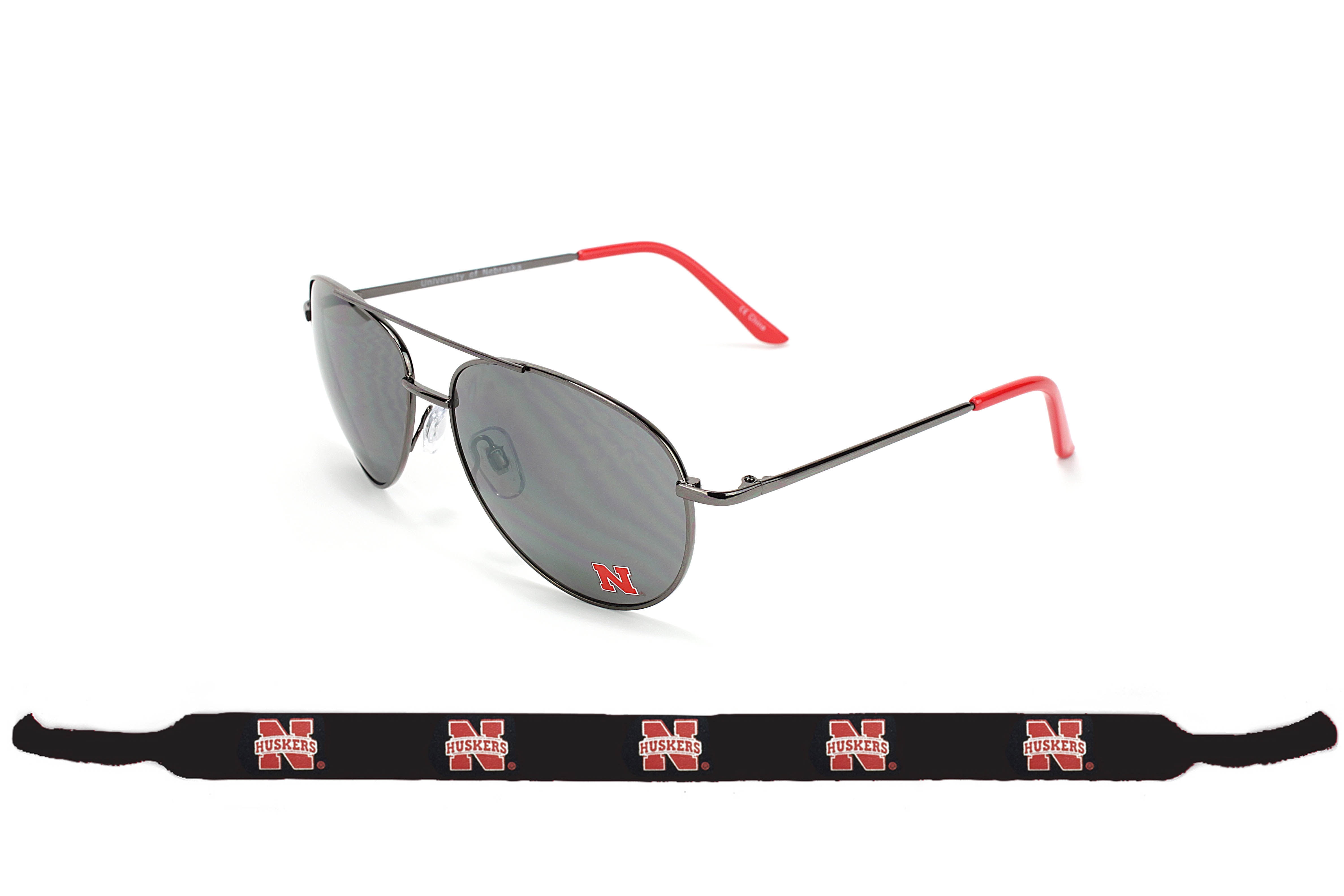 NCAA Nebraska Cornhuskers 2pc Sunglass Set - Aviator w/Neoprene ...