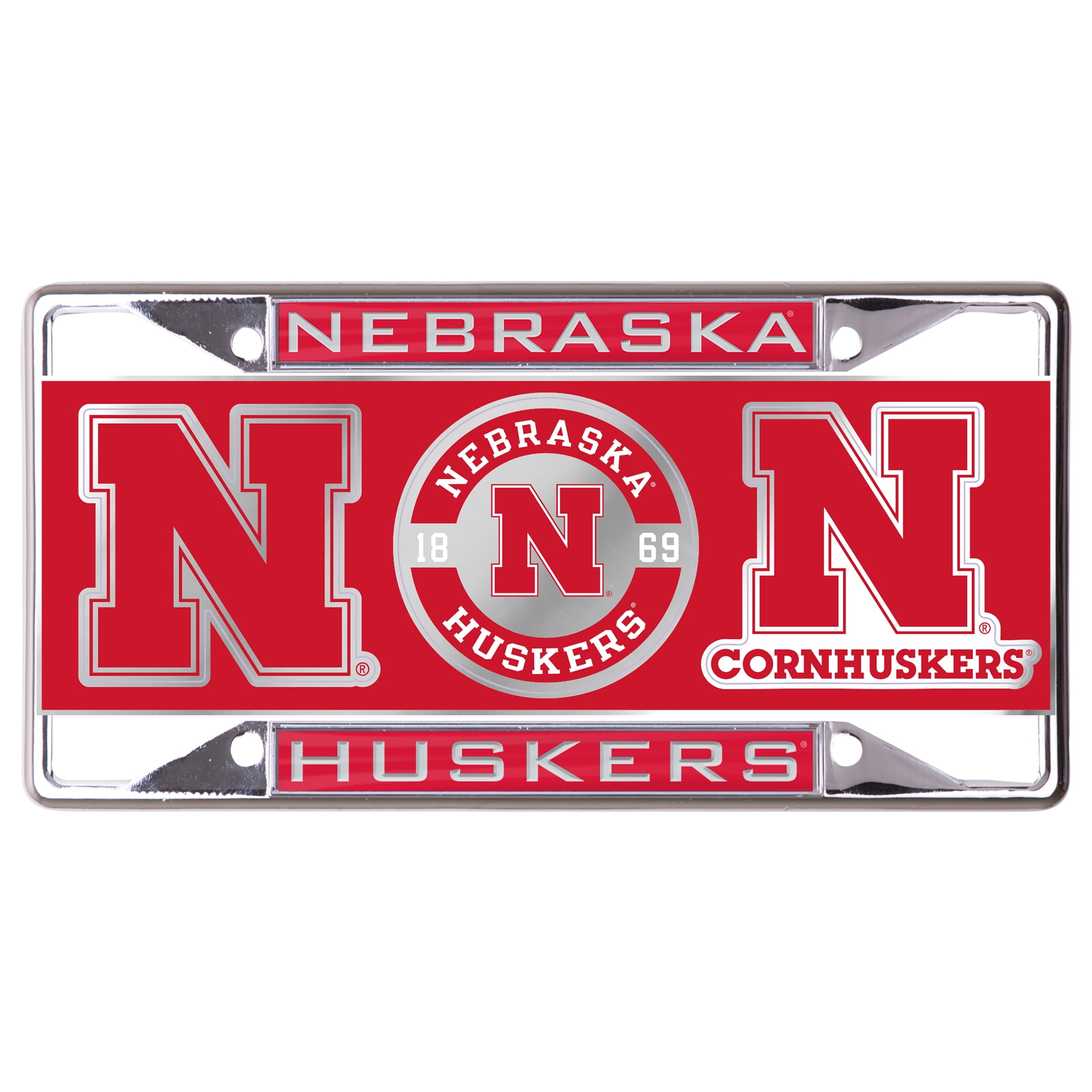 NCAA Nebraska Team Chrome License Plate Frame with Decal Set - Walmart.com