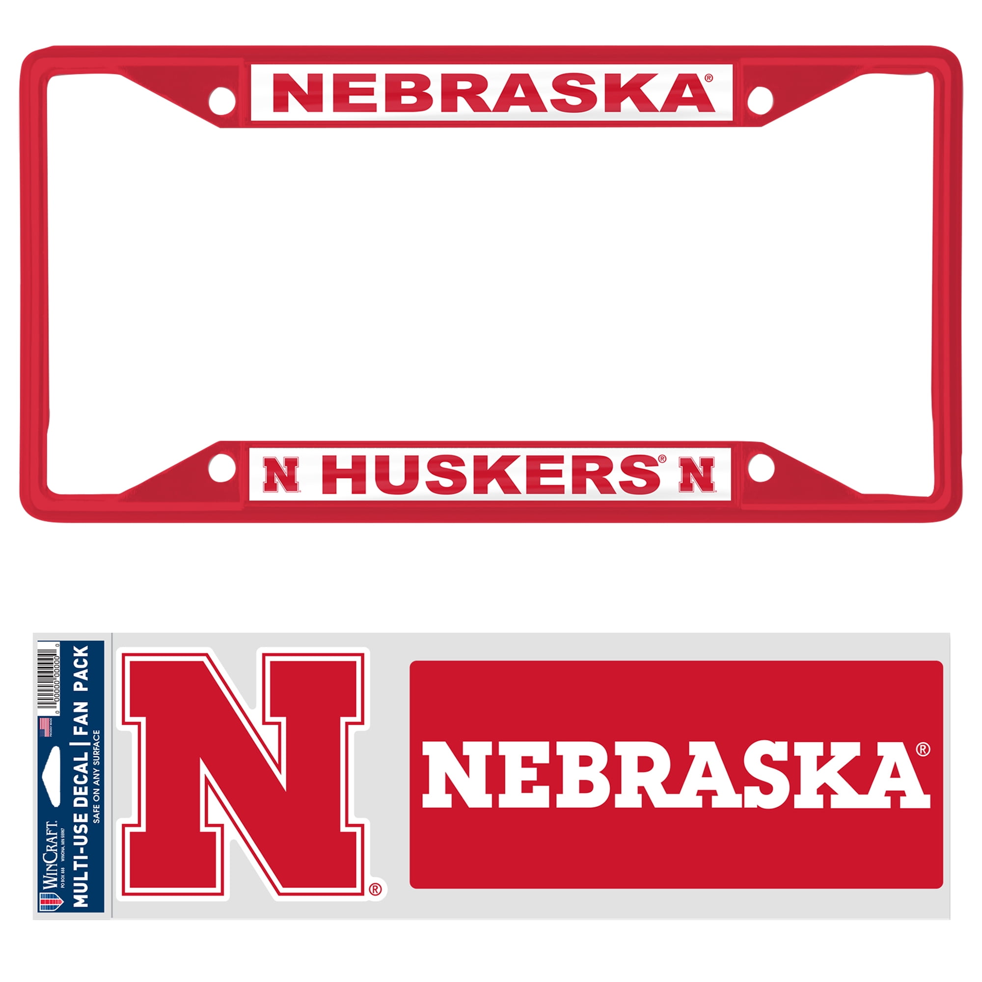 NCAA Nebraska Team Colored License Plate Frame with Decal Set - Walmart.com