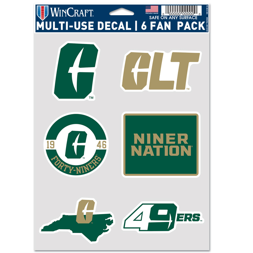 NCAA North Carolina Char Prime 5" x 7.75" Six Pack Decal - Walmart.com