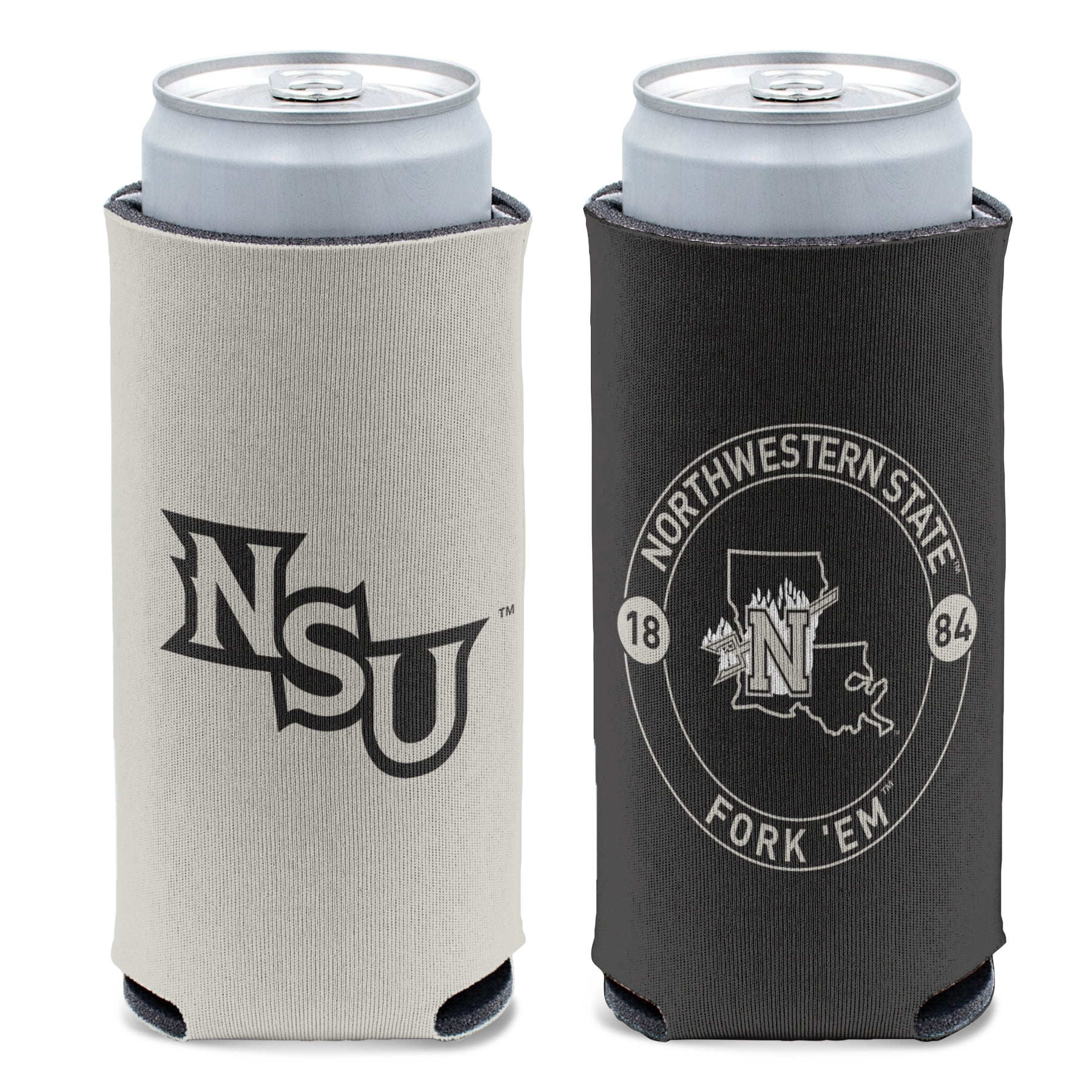 WinCraft NCAA Northwestern State Bone Black 12oz Slim Can Cooler ...
