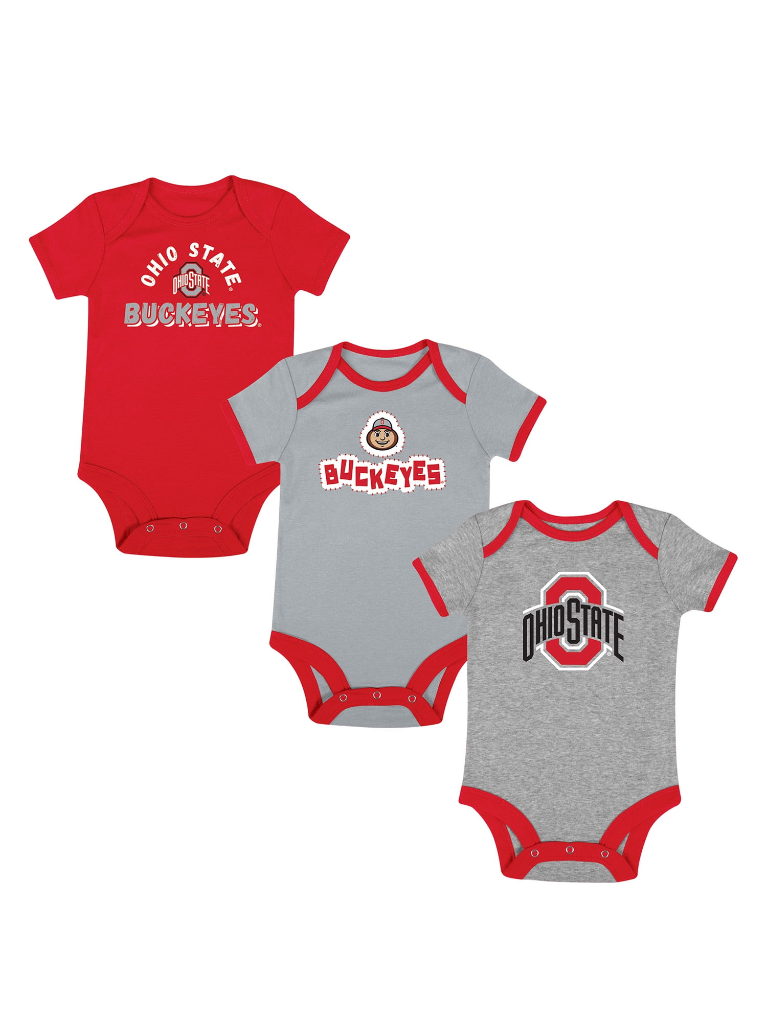 NCAA OHIO STATE Infant Tm1&2 Color Cotton SS ONS 3Pk Boys - Walmart.com