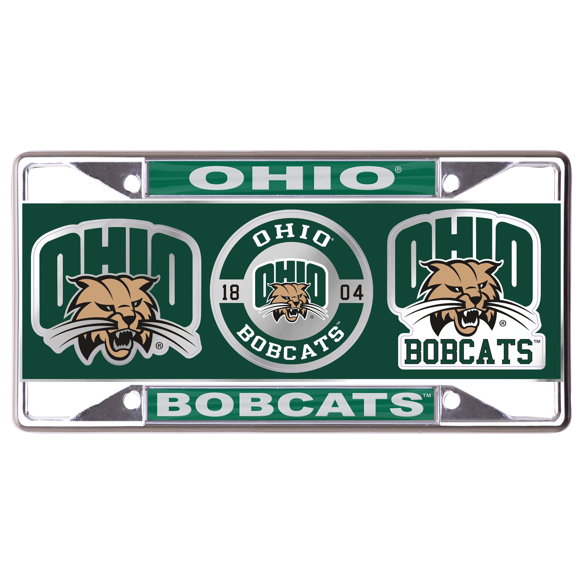 NCAA Ohio Bobcats Team Chrome License Plate Frame with Decal Set ...
