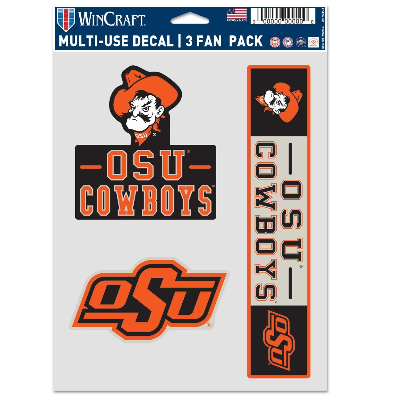 WinCraft NCAA Oklahoma State Team 5" x 7.75" 3 Pack Fan Decal - Walmart.com