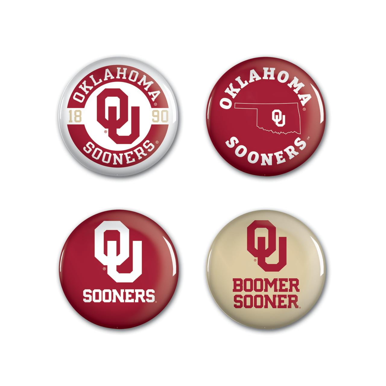 NCAA Oklahoma Team 2 4 Pack 1.25" Buttons - Walmart Business Supplies
