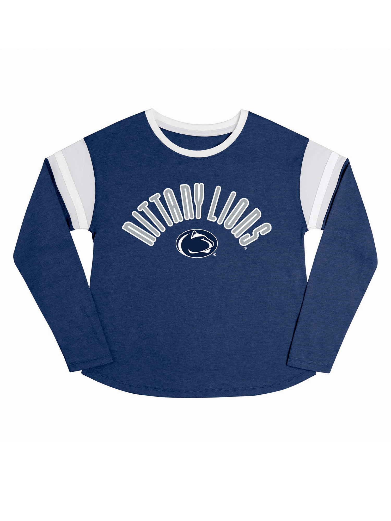 NCAA PENN STATE Girls Primry Color Cotton LS TEE Sleeve Stripe Round ...