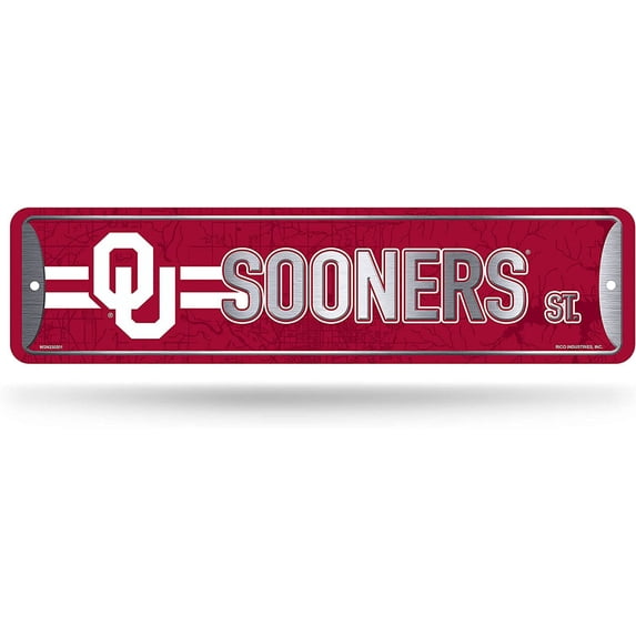 NCAA Sooners Metal Street Sign Sign 4" x 15" Home Décor - Bedroom ...