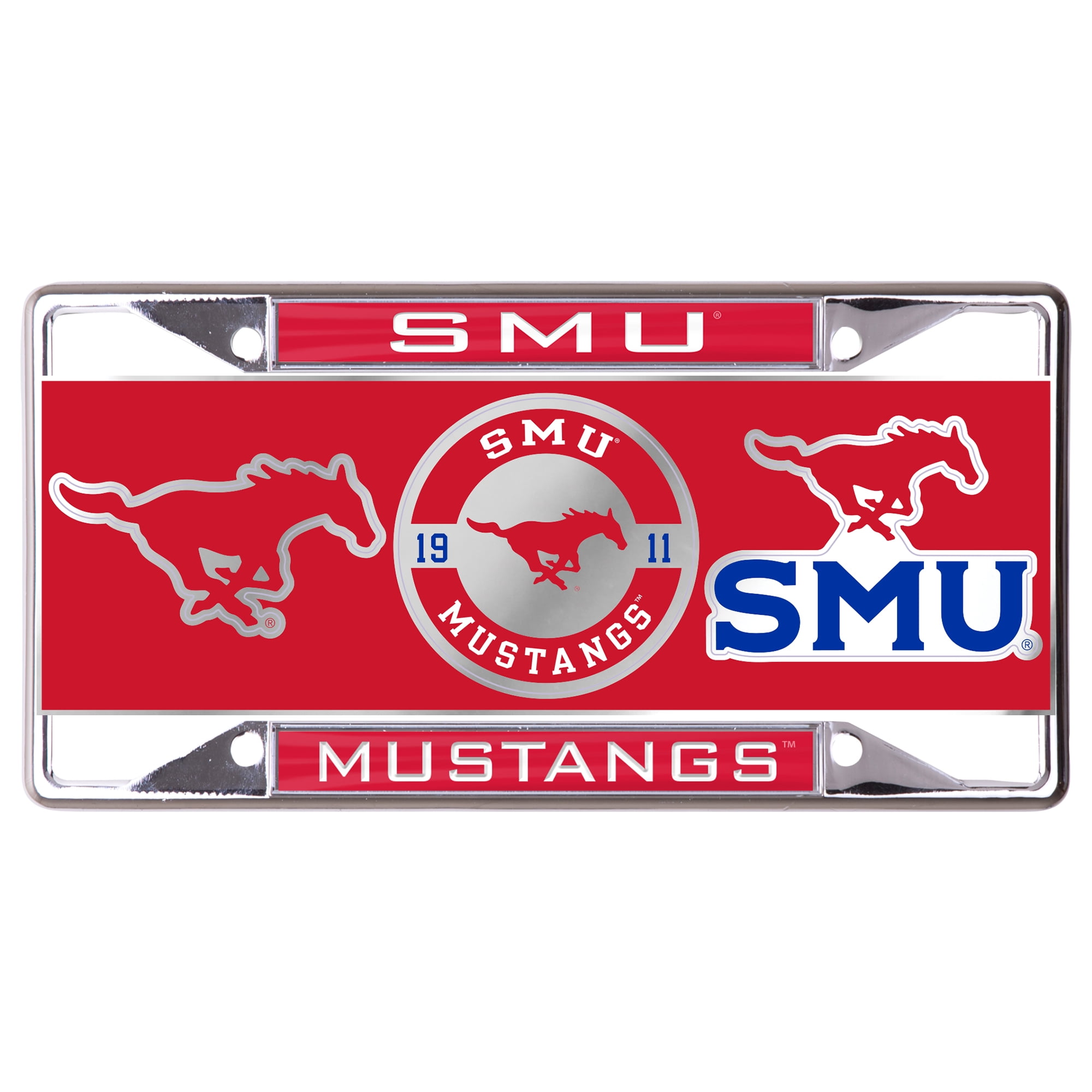 NCAA Southern Methodist Team Chrome License Plate Frame with Decal Set ...