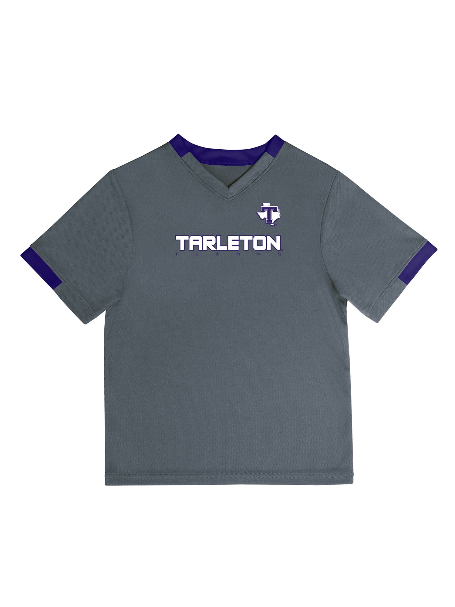 NCAA TARLETON ST TEXANS Boys Grey Color Synthetic SS TEE Soccer Vee ...