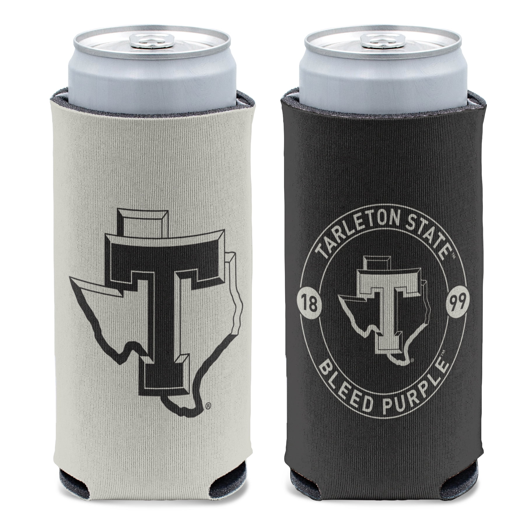 WinCraft NCAA Tarleton St Texans Bone Black 12oz Slim Can Cooler ...