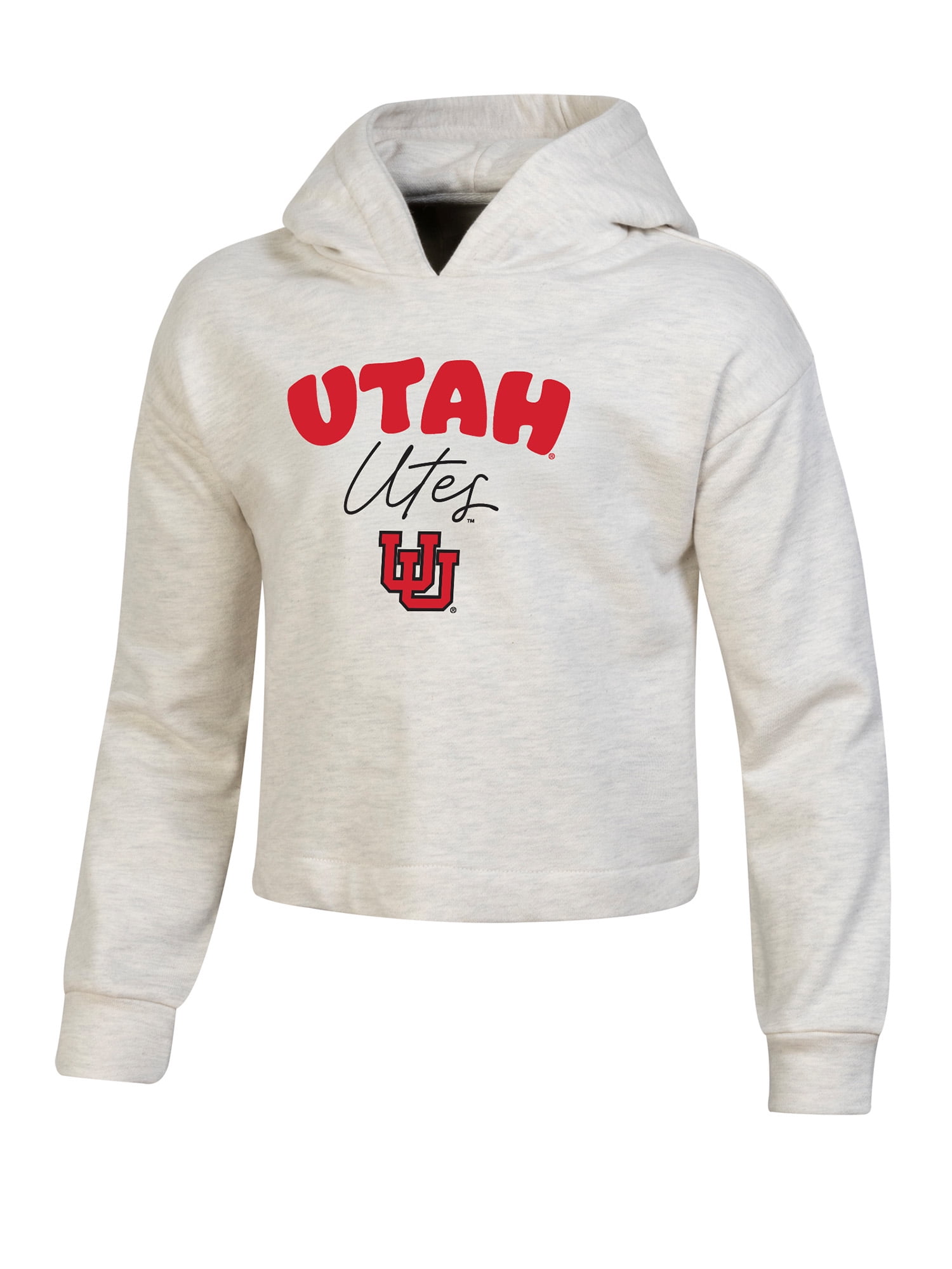NCAA UTAH UTES Girls Grey Color Cotton Fleece HDY Puff Print Cropped ...