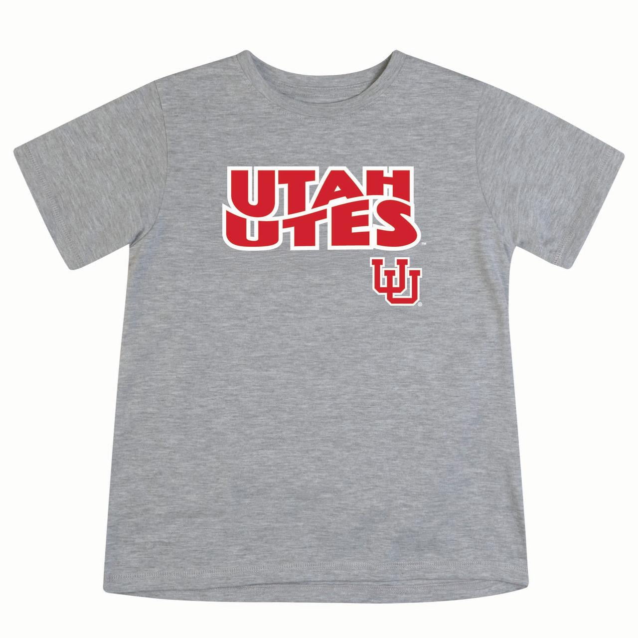 NCAA UTAH UTES Girls Grey Color Cotton SS TEE Wave Font OPP - Walmart.com