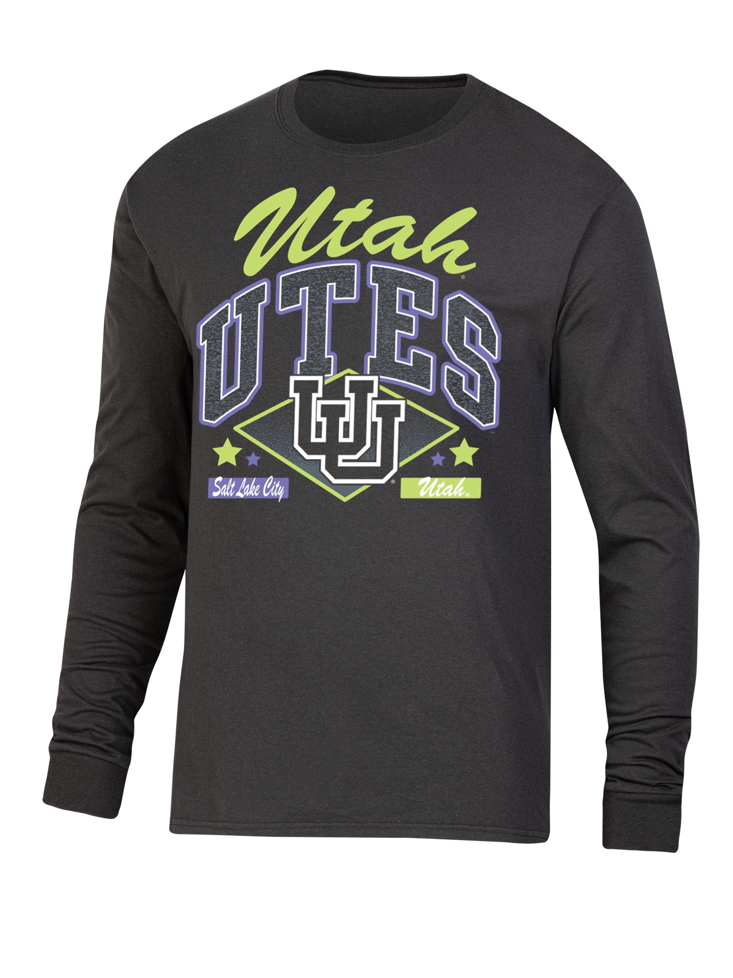 NCAA UTAH UTES Mens Black Color Cotton LS TEE Frat Mash - Walmart.com