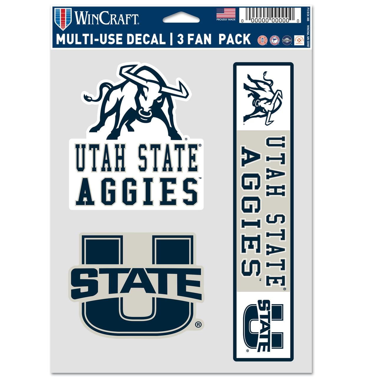 WinCraft NCAA Utah St Aggies Team 5" x 7.75" 3 Pack Fan Decal - Walmart.com