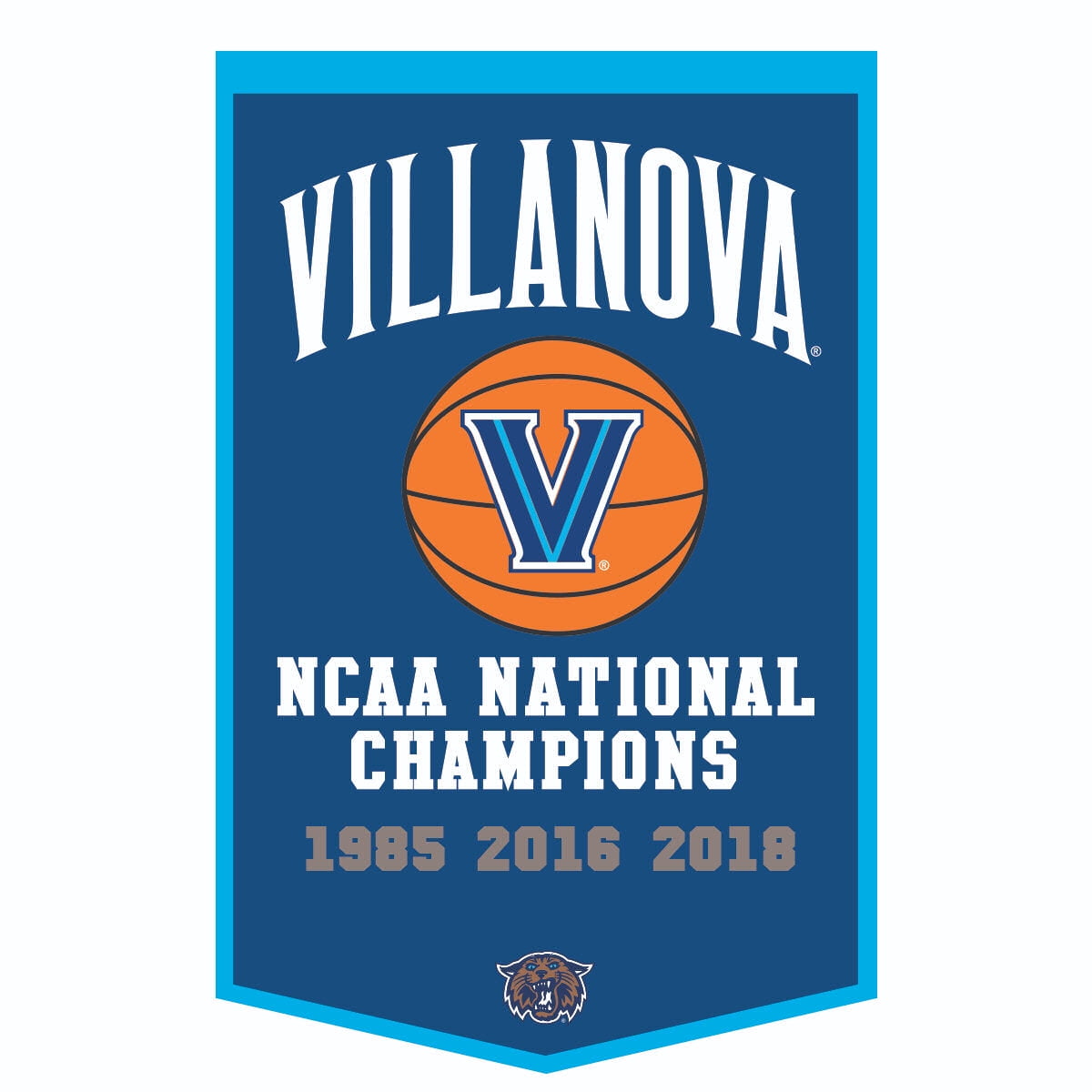 Villanova Wildcats 3 Time Basketball National Champions 2' x 3' Dynasty ...