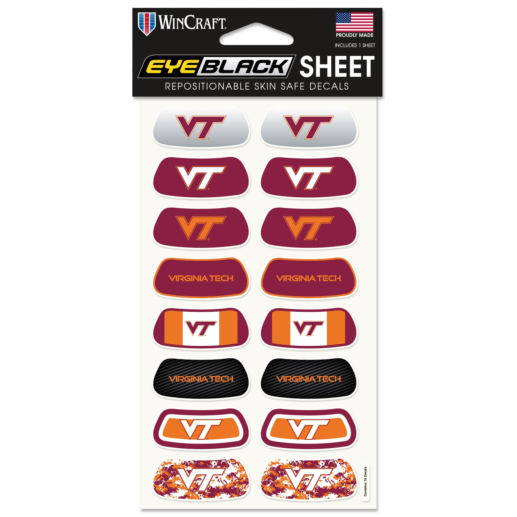 NCAA Virginia Tech Team 8 Pack Eye Black - Walmart.com