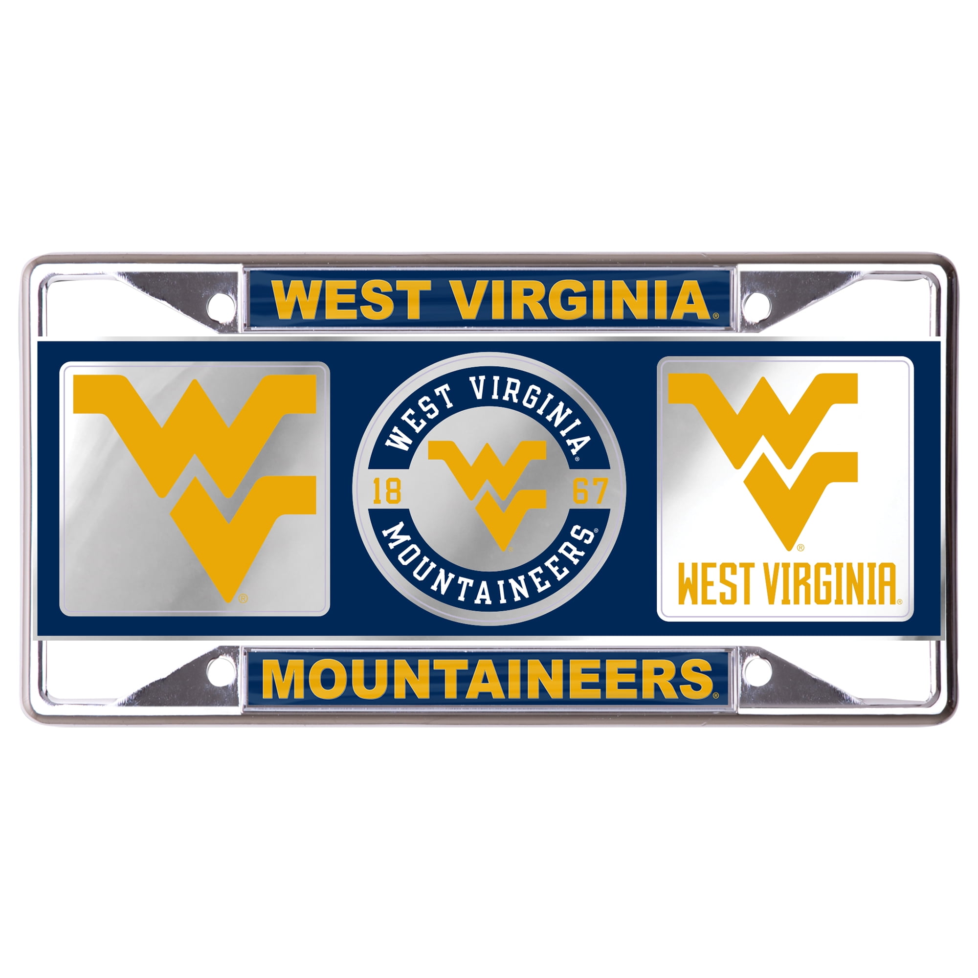 NCAA West Virginia Team Chrome License Plate Frame with Decal Set ...