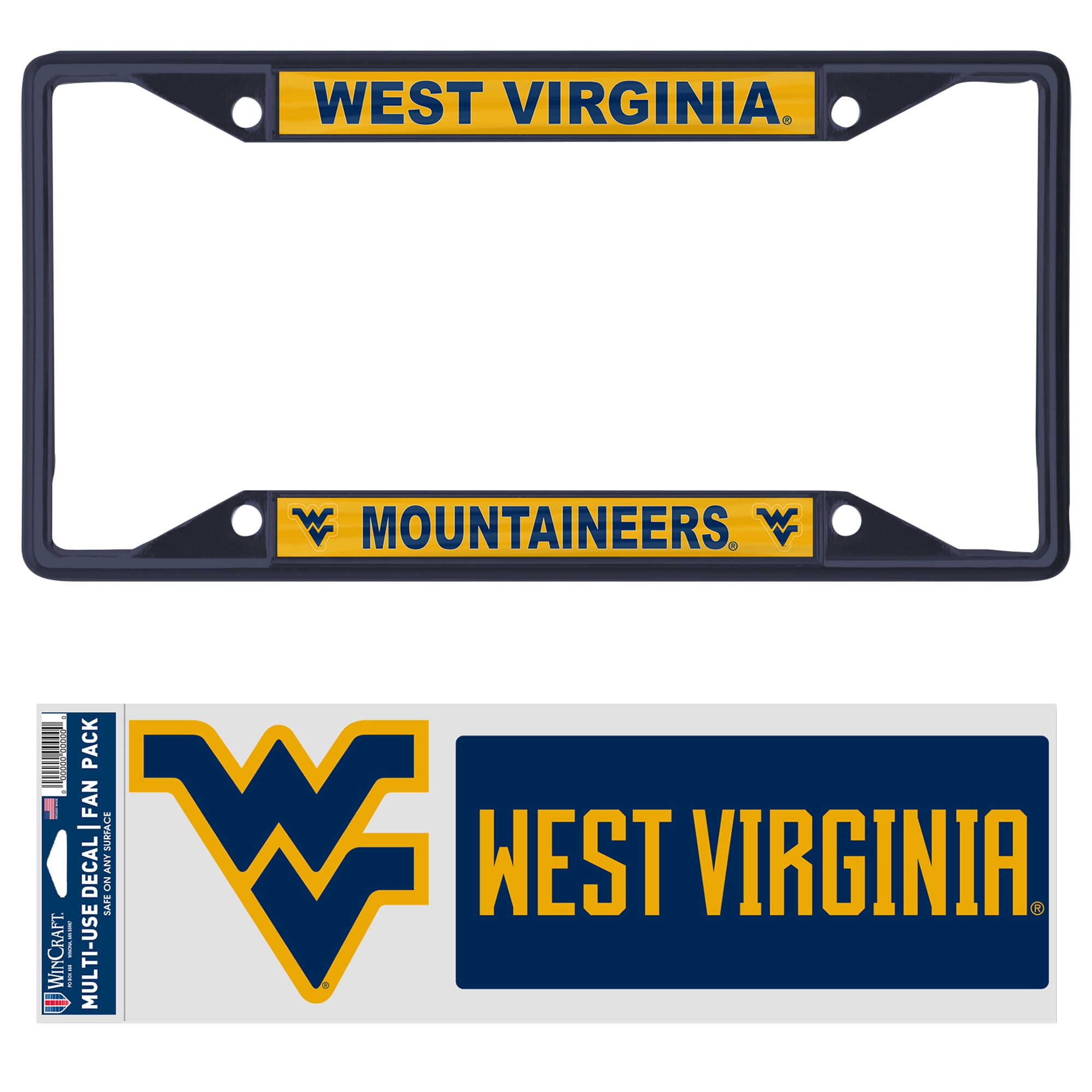 NCAA West Virginia License Plate Frame - Team Colored Design - Walmart.com