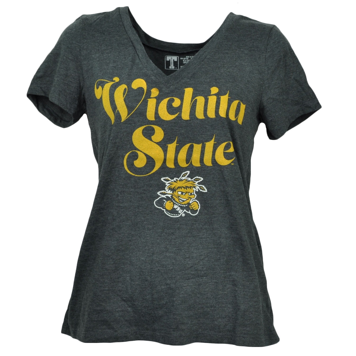 NCAA Wichita State Shockers Charcoal V Neck Tshirt Tee Womens Short ...