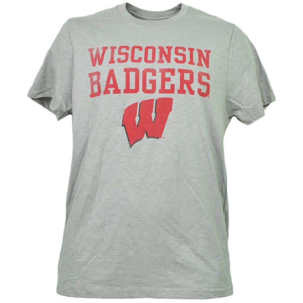 NCAA Wisconsin Badgers Gray Short Sleeve Tshirt Tee Mens Adult Crew ...