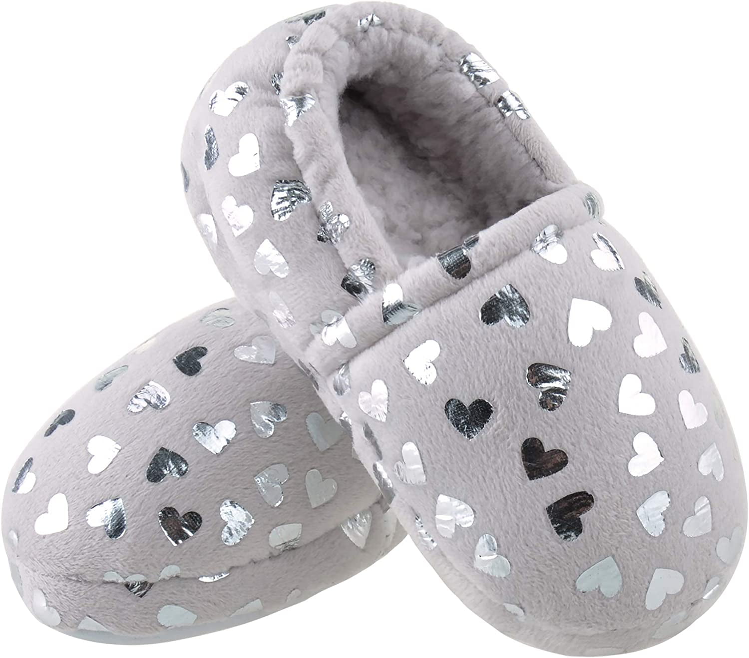 NCCB Cozy Plush Girls Slippers, No-Slip Memory Foam, Soft Rubber Sole ...