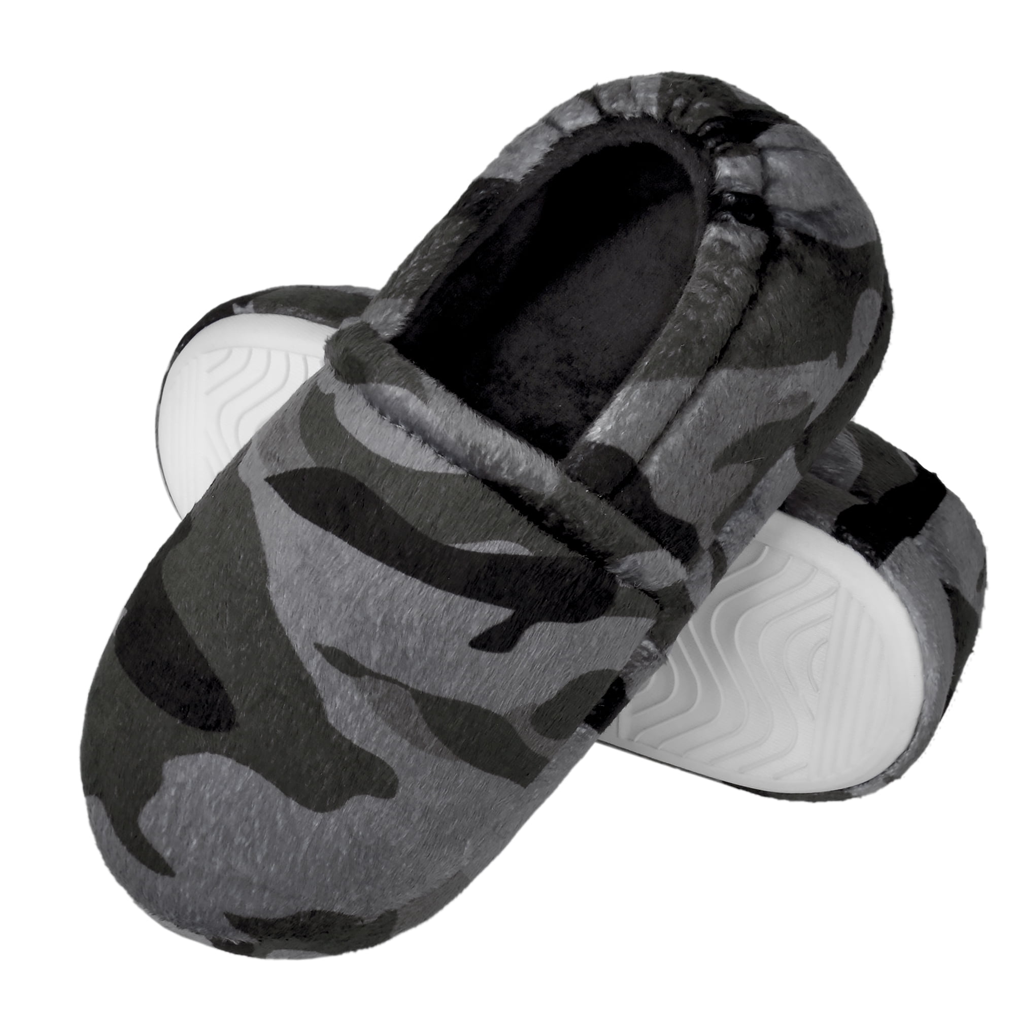 NCCB Youth Boys Comfy Slippers, Indoor Outdoor House Shoes, Grey, Size ...