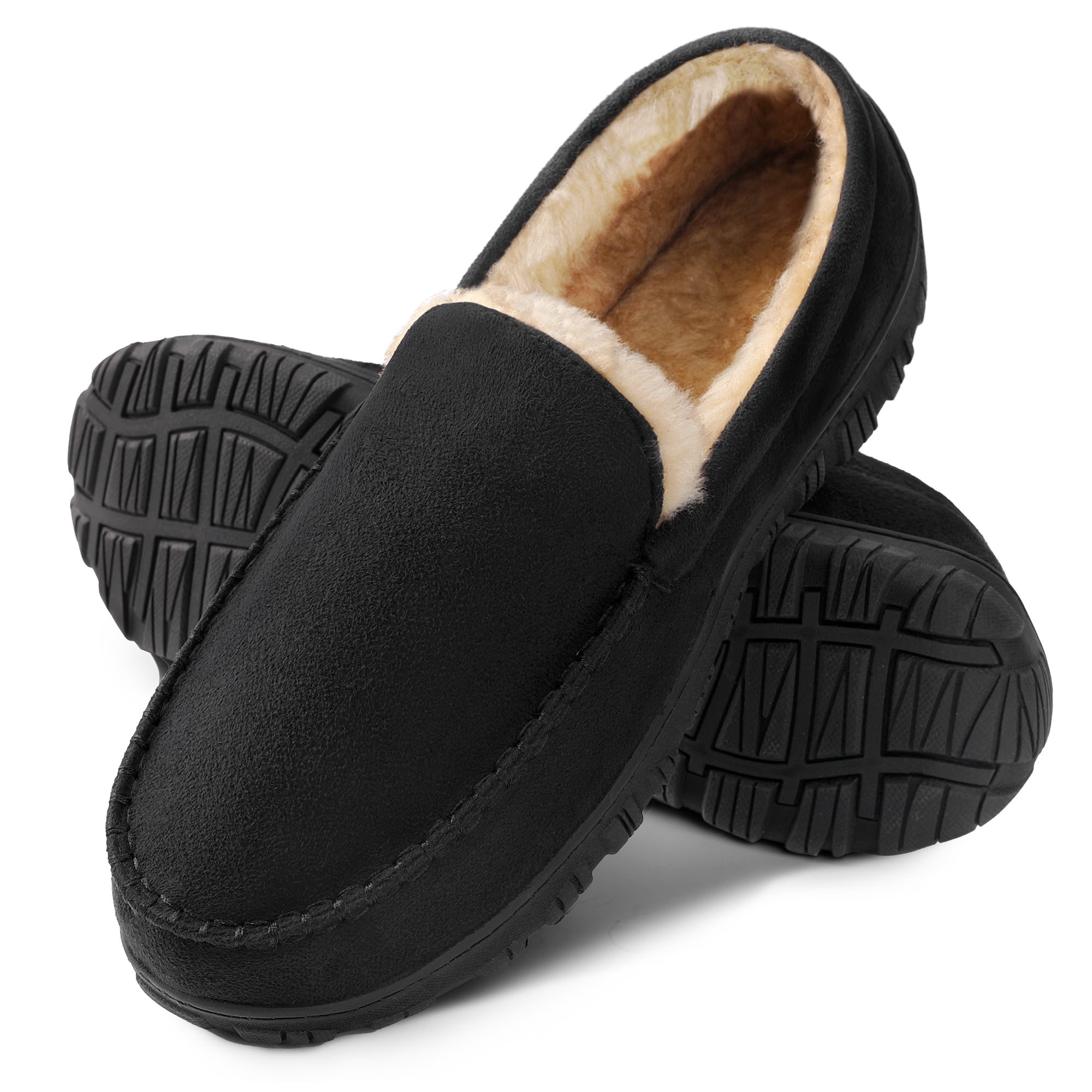 NCCB Men's Moccasin Slippers Memory Foam Warm Plush House Slippers ...