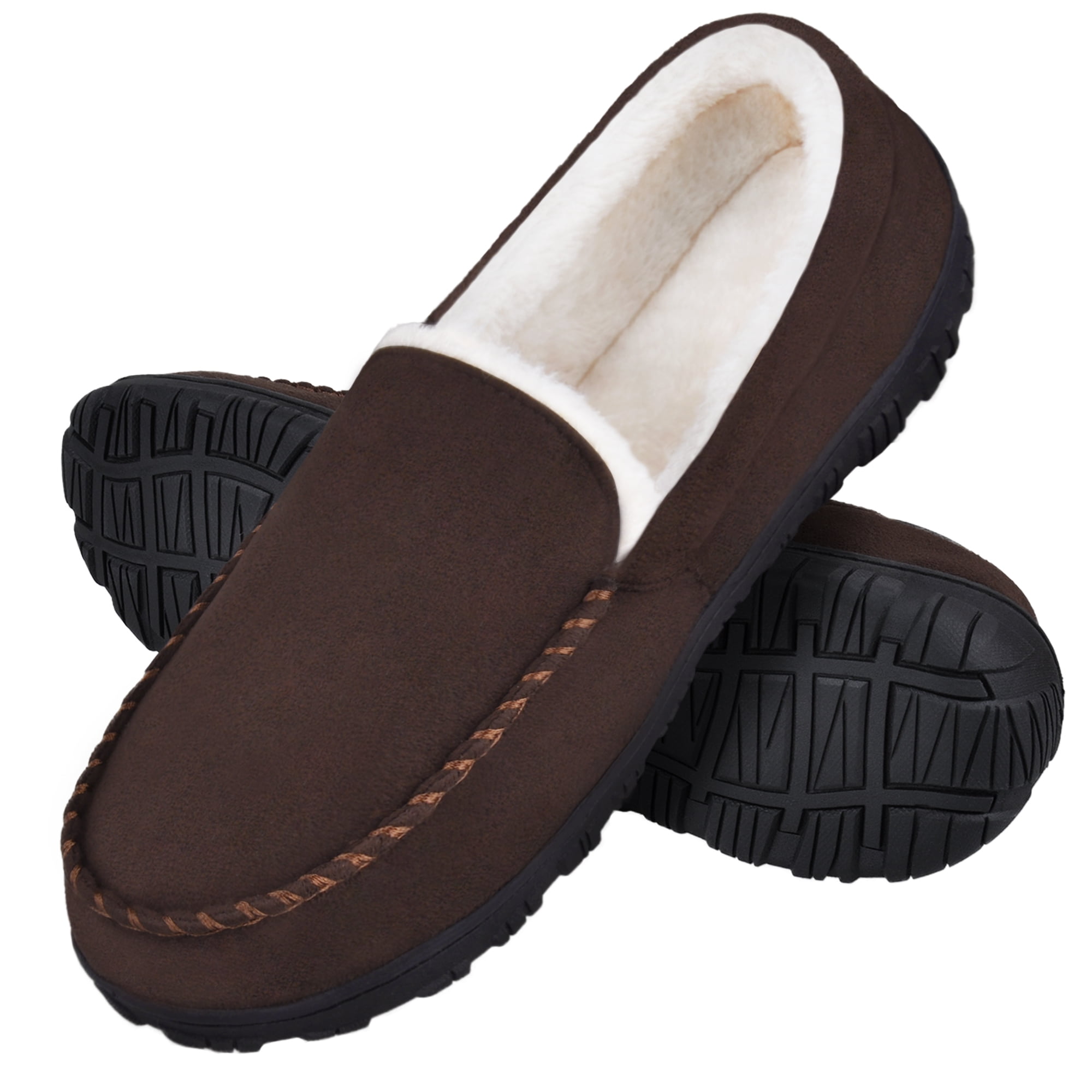 NCCB Men's Slippers Mens Moccasin Slippers with Memory Foam Fuzzy Faux ...
