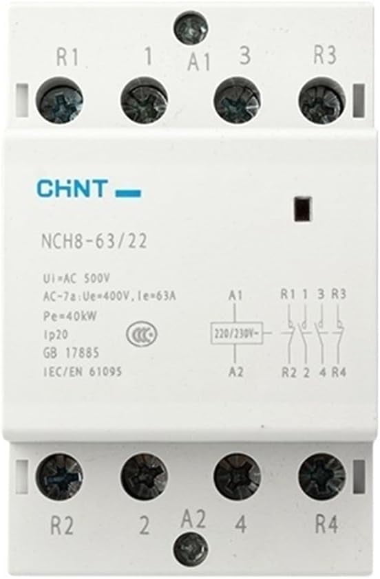 NCH8-63/40 4 Pole 63A 4NO DIN Rail contactor Household Modular contactors Modular AC Contactor ...