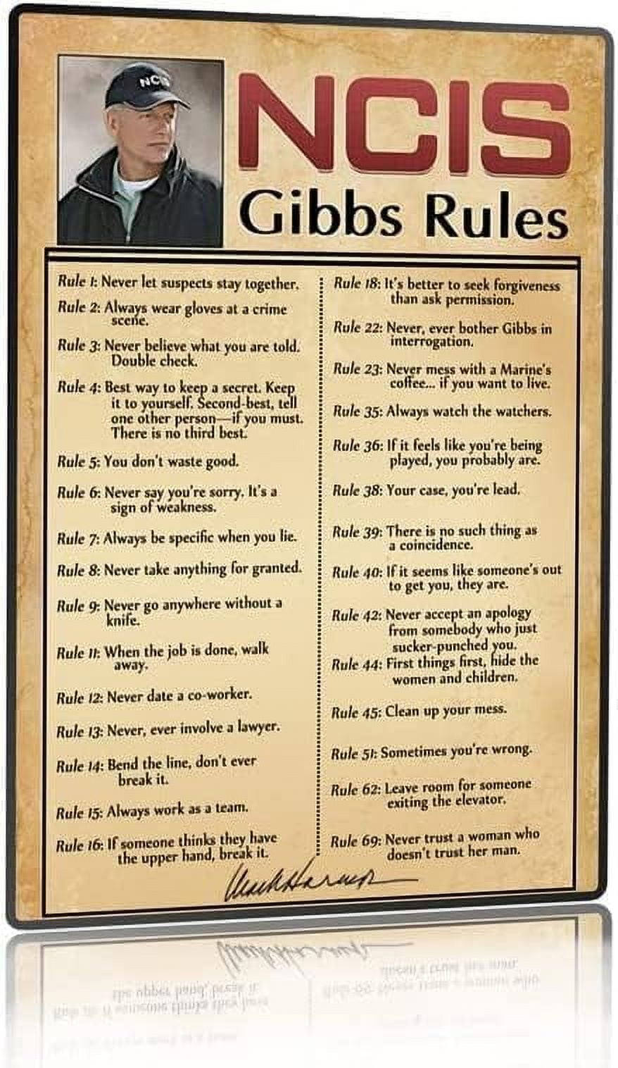 NCIS Gibbs Rules Metal Tin Sign 8x12 Inch - Walmart.com