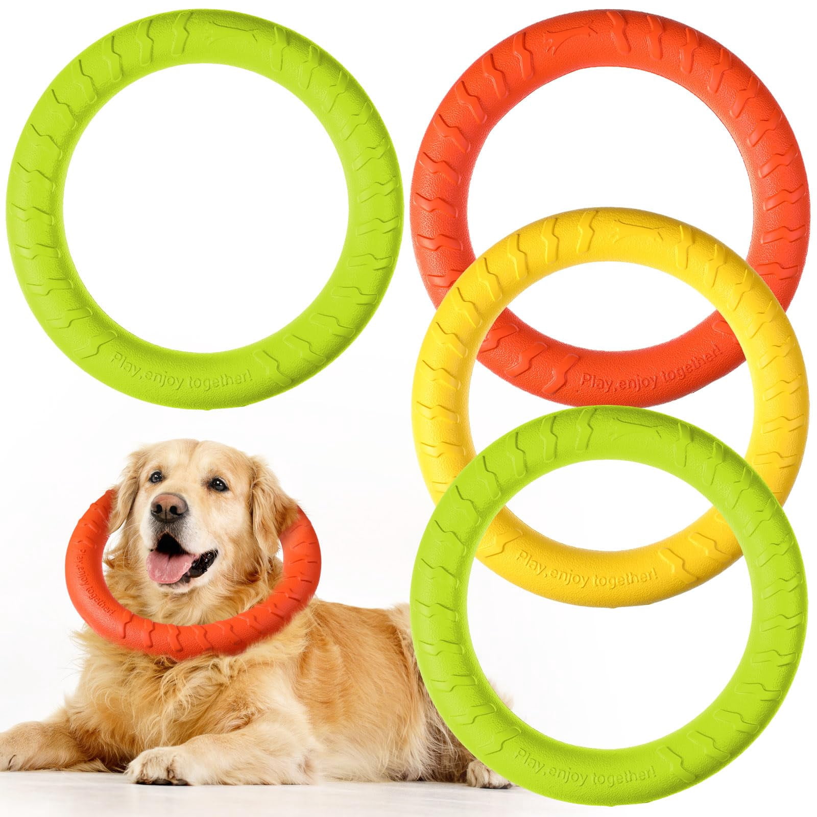 NCQ 4 Pack Dog Ring Toy Dog Training Chew Toy for Outdoor Aggressive ...
