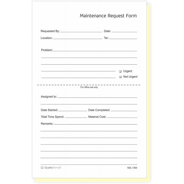 NCR Carbonless Maintenance Request Forms 2 Part, 100 Sets - Walmart.com
