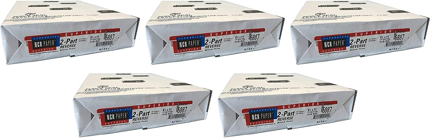 NCR Paper, 5887, Collated 2 Part White, Canary, Letter Size Carbonless ...