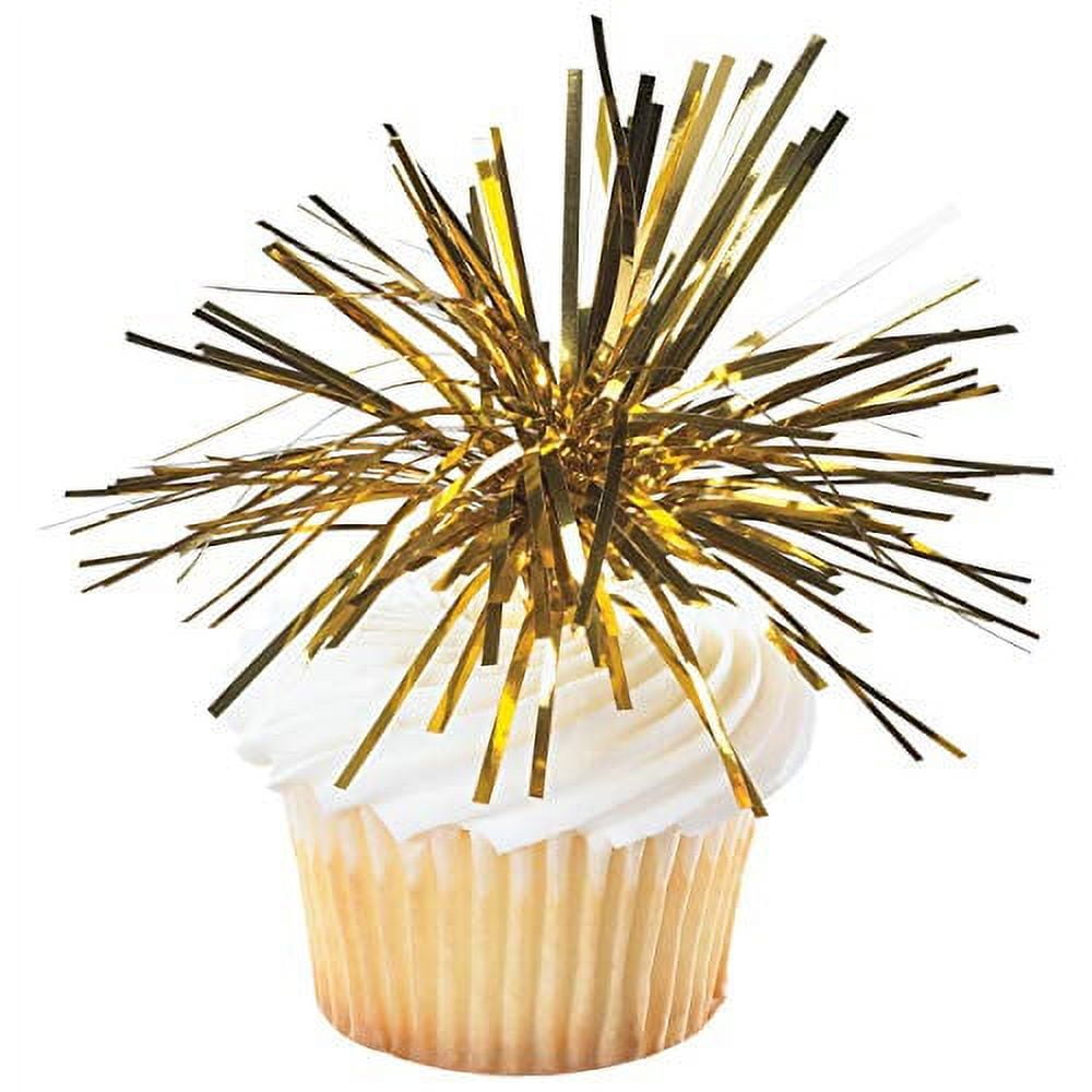 NCS Gold Foil Mylar Spray Cupcake Picks - 12 Count - Walmart.com