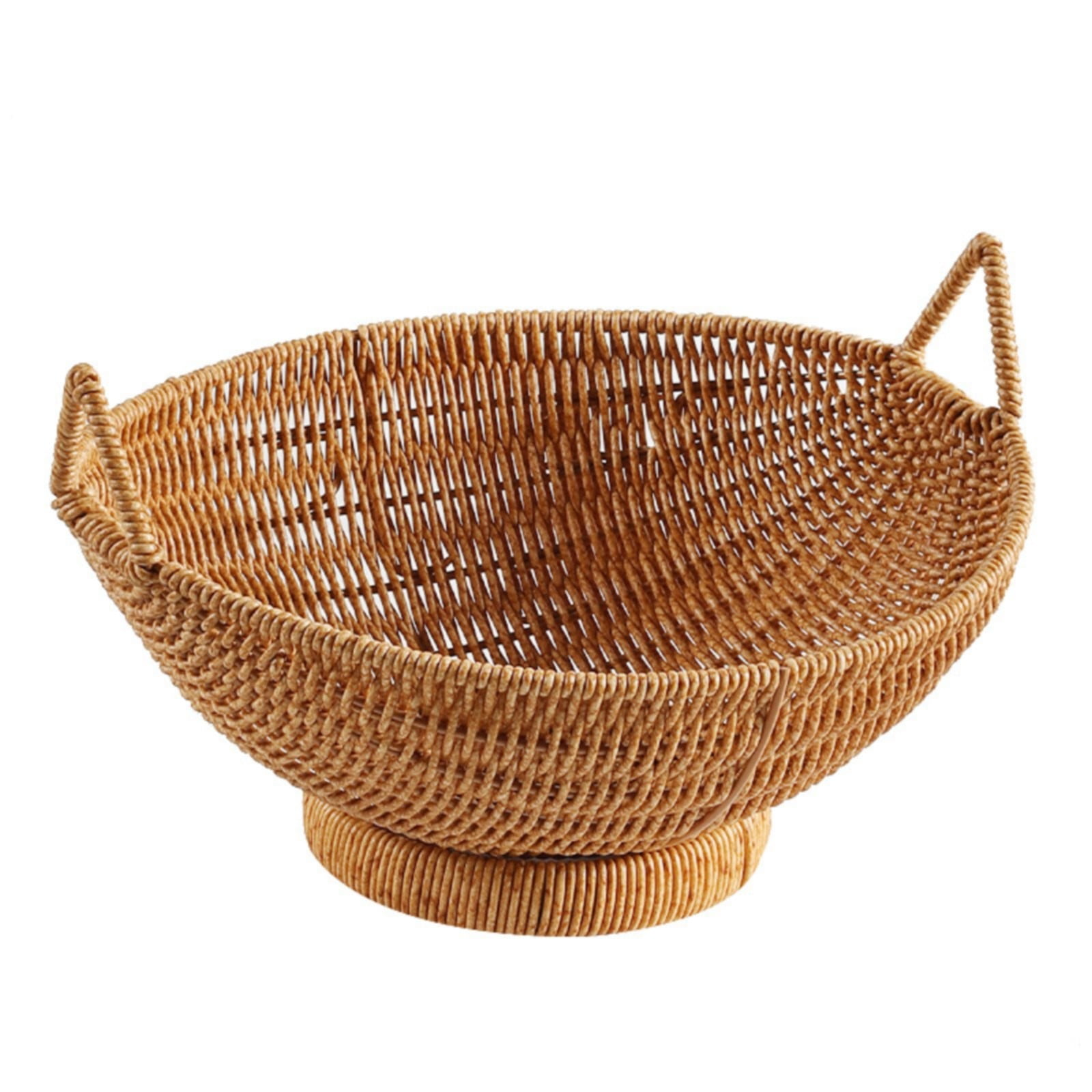 NCWSO Kitchen Storage Rattan Fruit Dish, Wicker Serving Tray Pedestal ...