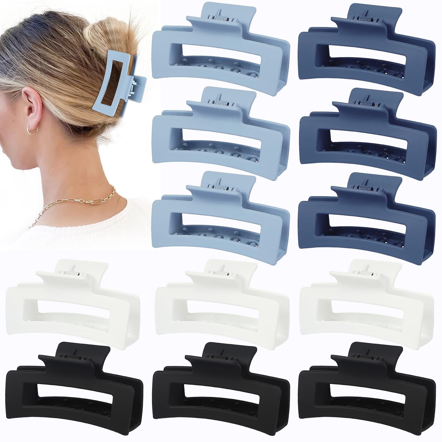 NCY 12 Pcs Medium Hair Clips, 3.5 Inch, Colorful - Hair Clips for Thick ...