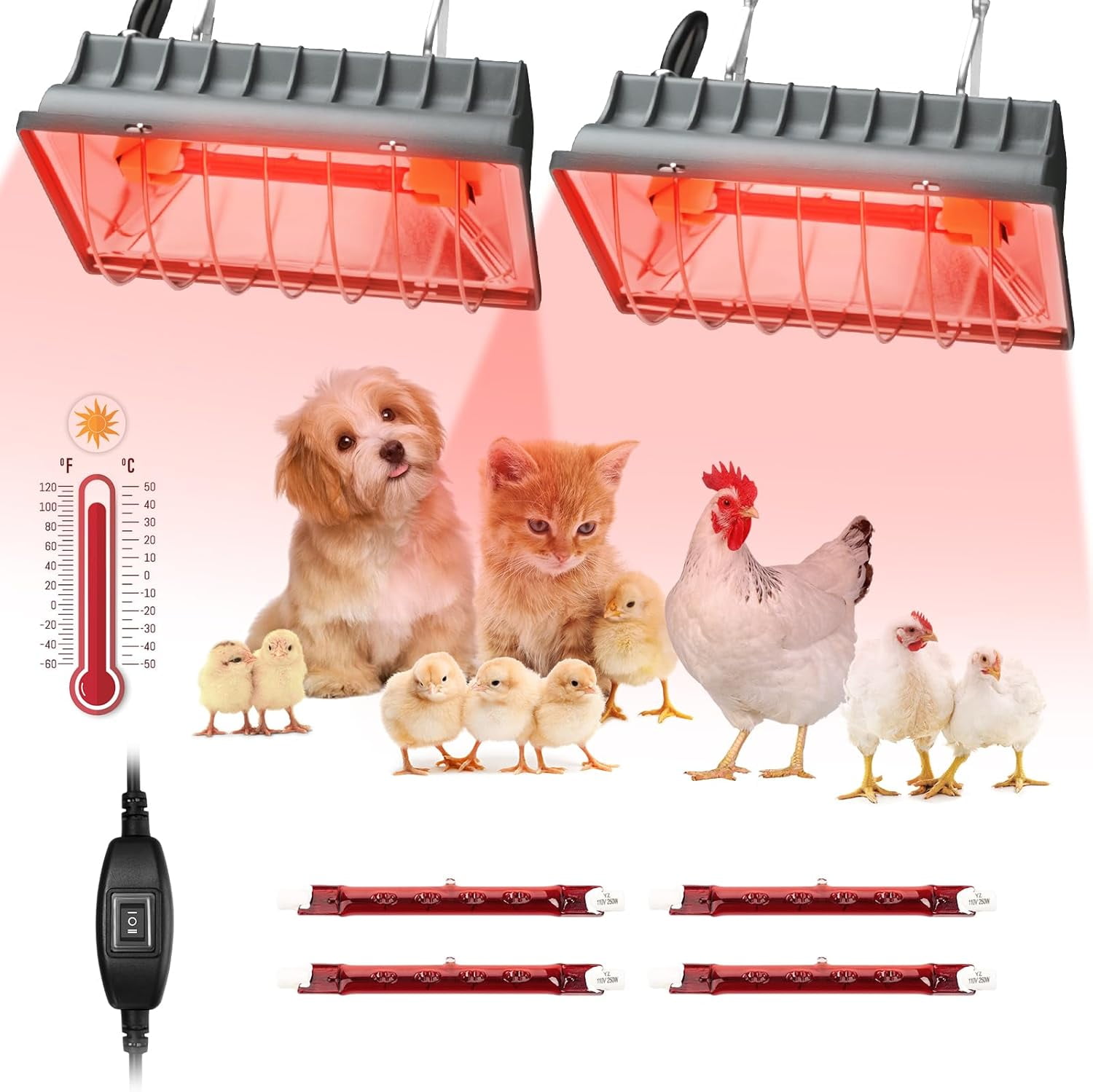 NCY Chicken Coop Heat Lamp for Dog Kennel, Cat Bed, Reptiles ...