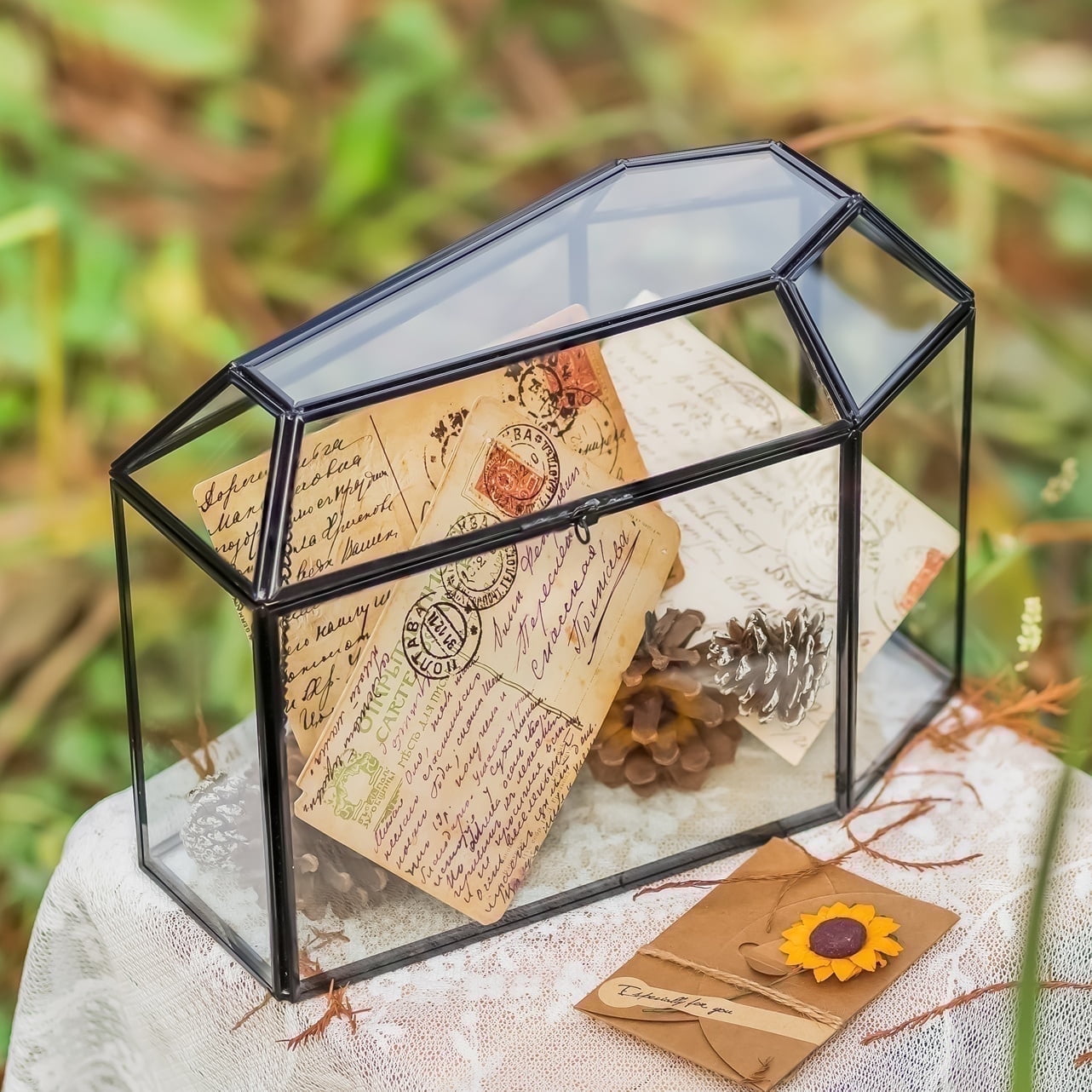 NCYP Gothic Glass Coffin Card Box with Swing Lid and Lock for Wedding ...