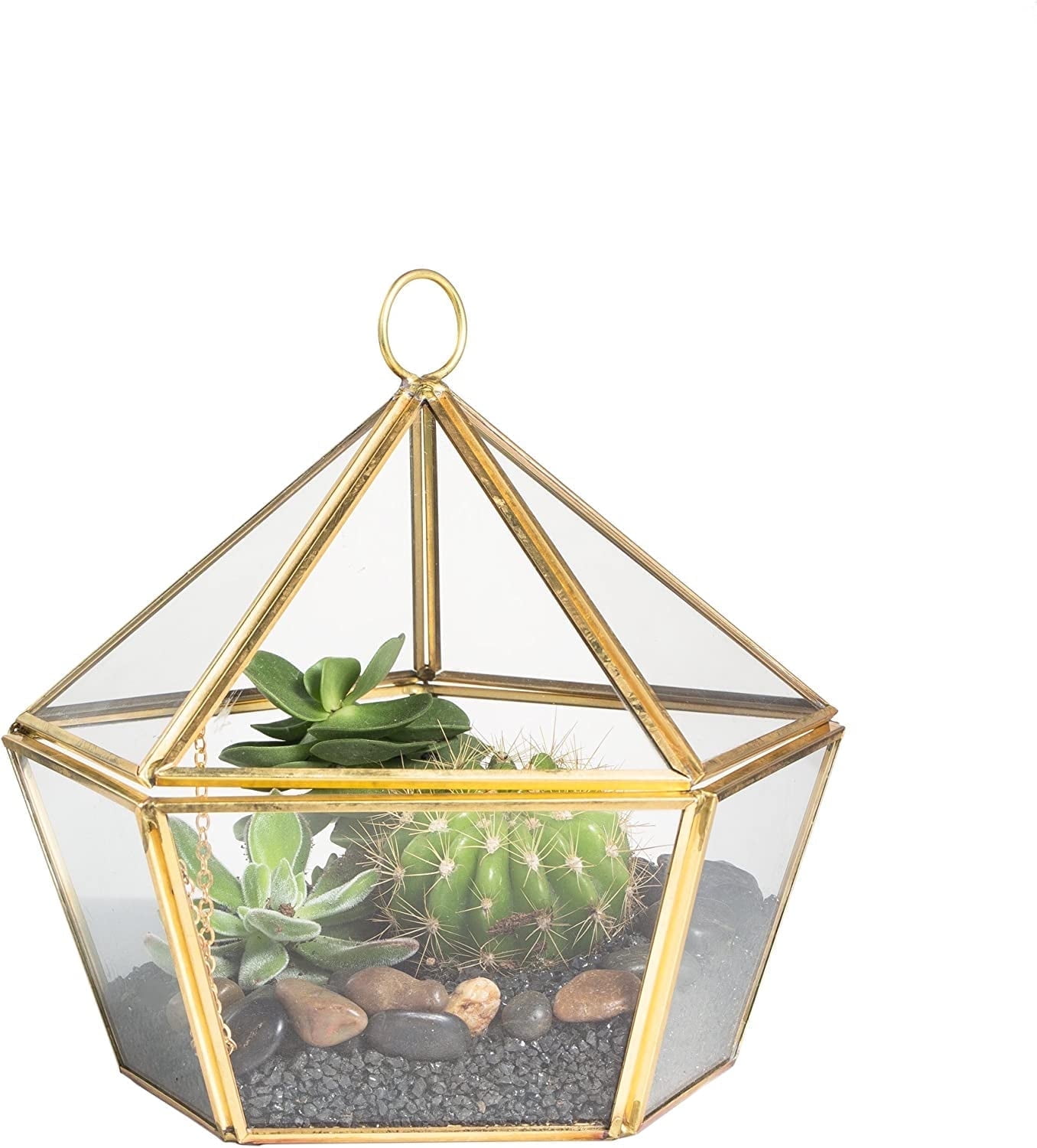 NCYP Modern Clear Glass Jewelry Box with Swing Lid, Pentagon Shape ...