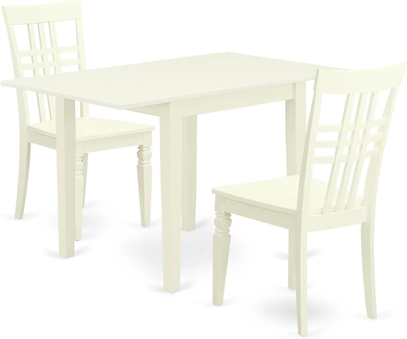 NDLG3-LWH-W 3 Piece Dining Table Set for Small Spaces Contains a ...