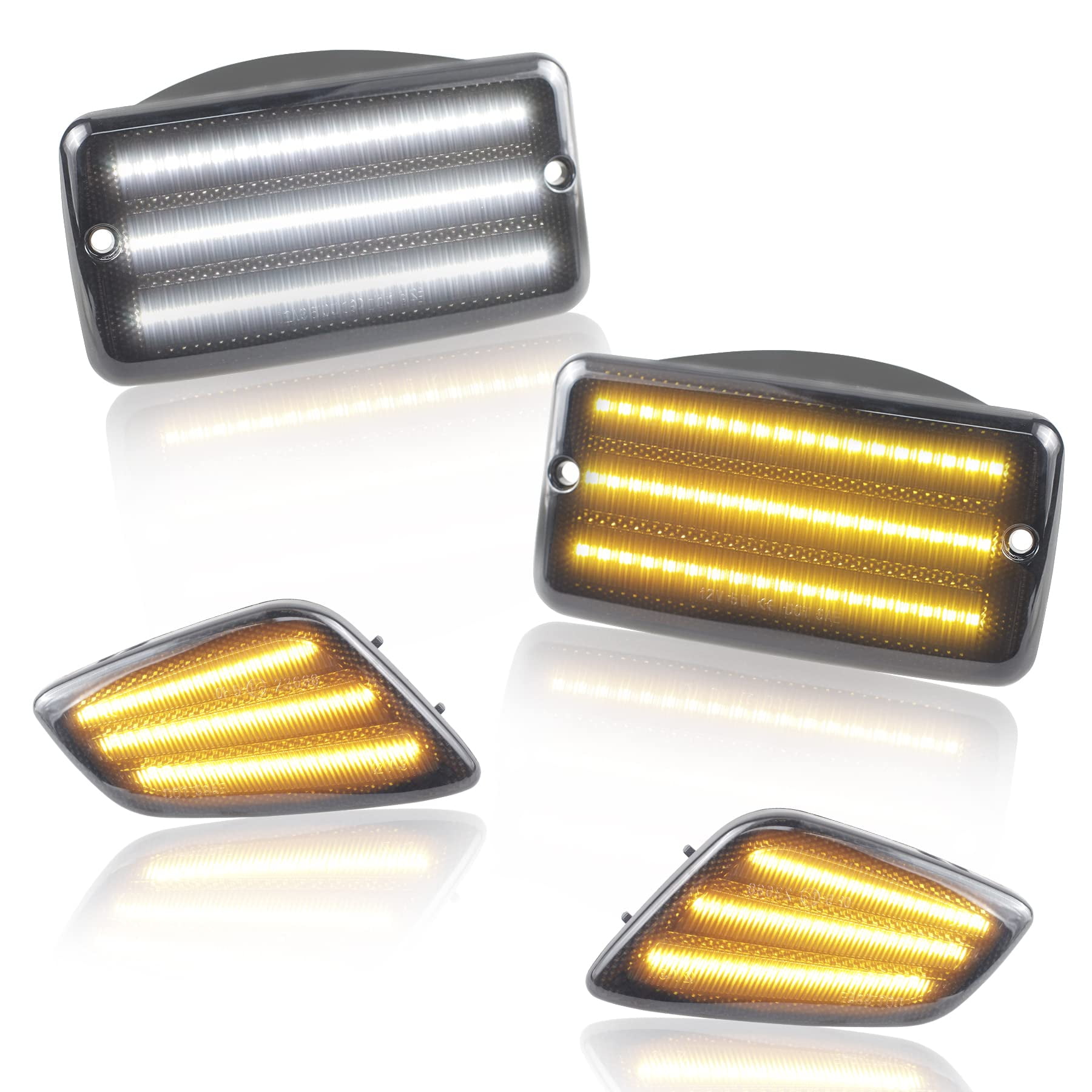 NDRUSH Bumper Turn Signal IFF17 Lights Side Marker Light Smoked Amber ...