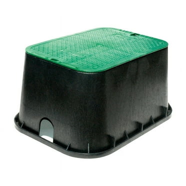 Rain Bird VBREC12 Rectangular Sprinkler Valve Box, Black with Green Lid ...