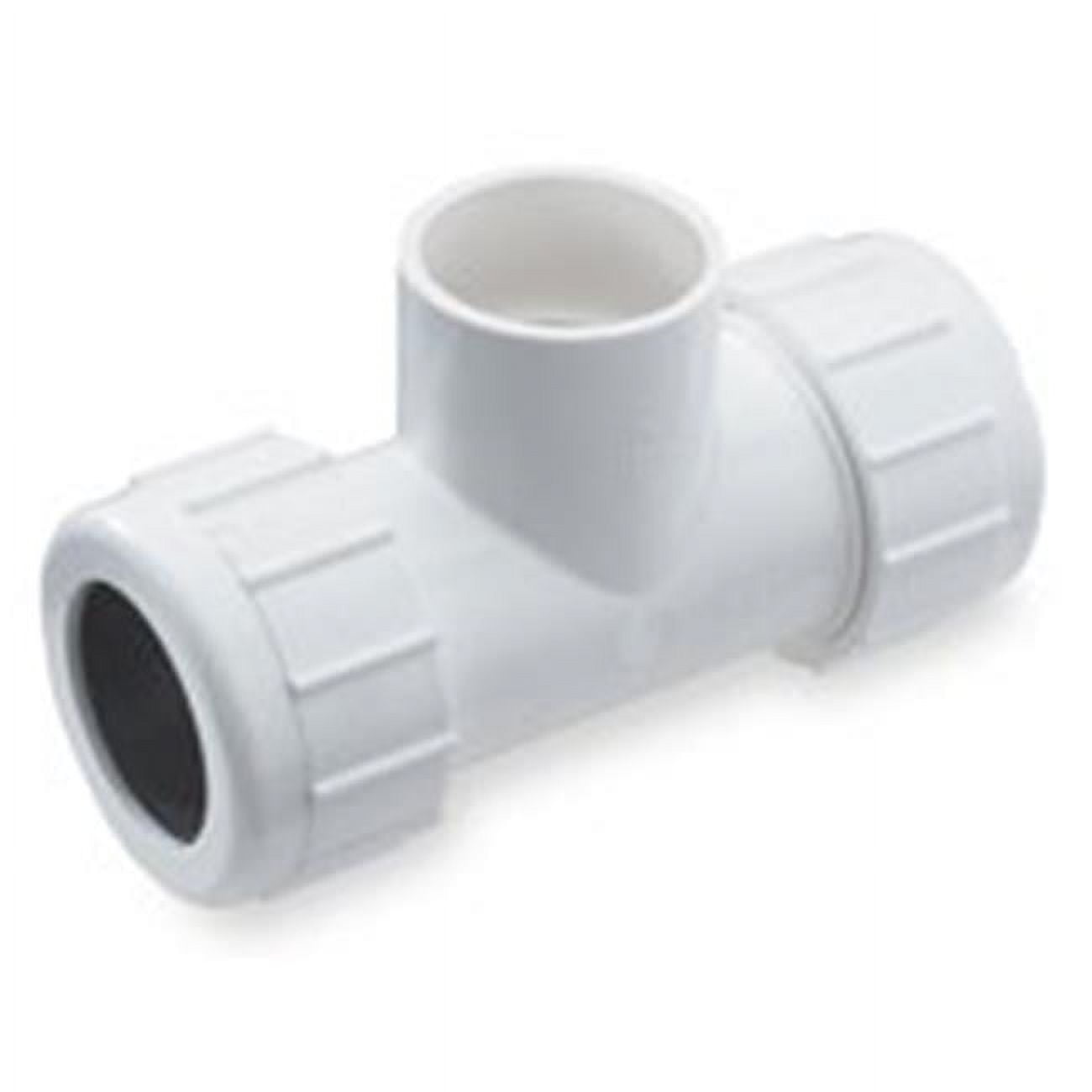 NDS CPT-0500-S Pipe Tee, 1/2 in, Compression x Slip-Joint, PVC, White, SCH 40 Schedule, 150 psi ...