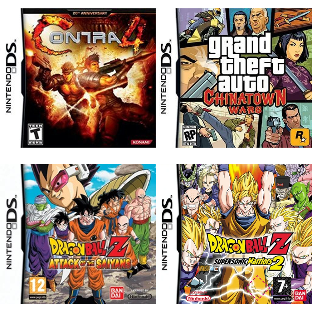 NDS Game Cartridge Contra Grand Theft Auto Dragon Ball 4 pcs set - (US ...