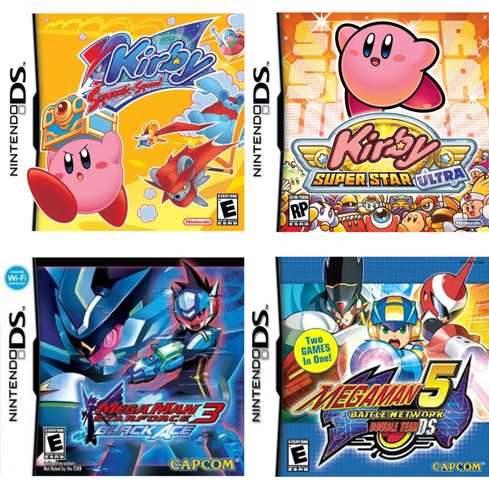 NDS Game Kirby & Mega Man 4 pcs set DS Games Cartridge Card for NDS ...