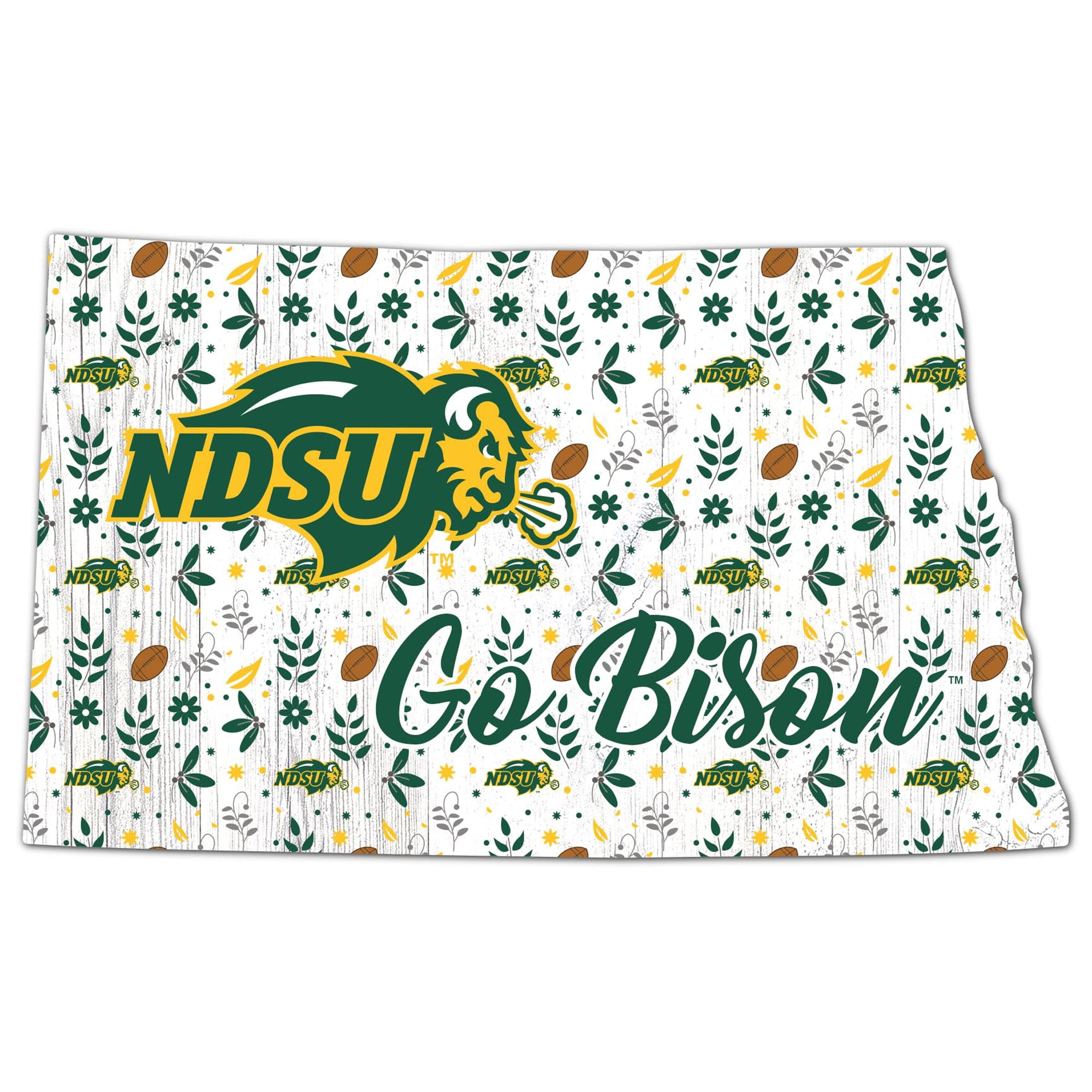 NDSU Bison 12'' Floral State Sign - Walmart.com