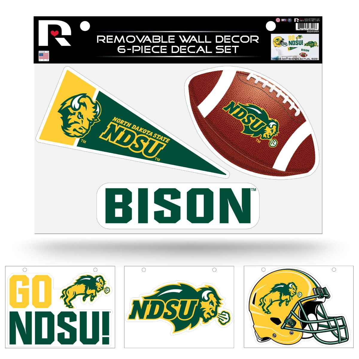 NDSU North Dakota State NCAA Bison (Set of 6) Individual Easy Peel Die ...
