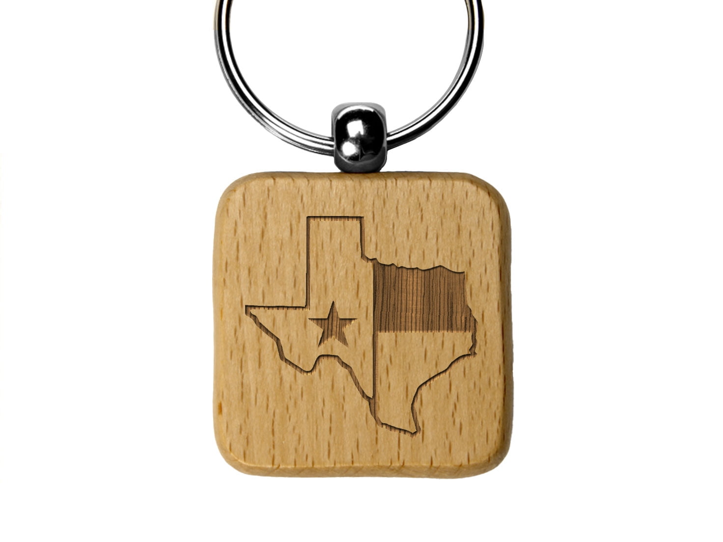Wood Keychain Custom USA Engravings by NDZ Performance, Square Texas ...