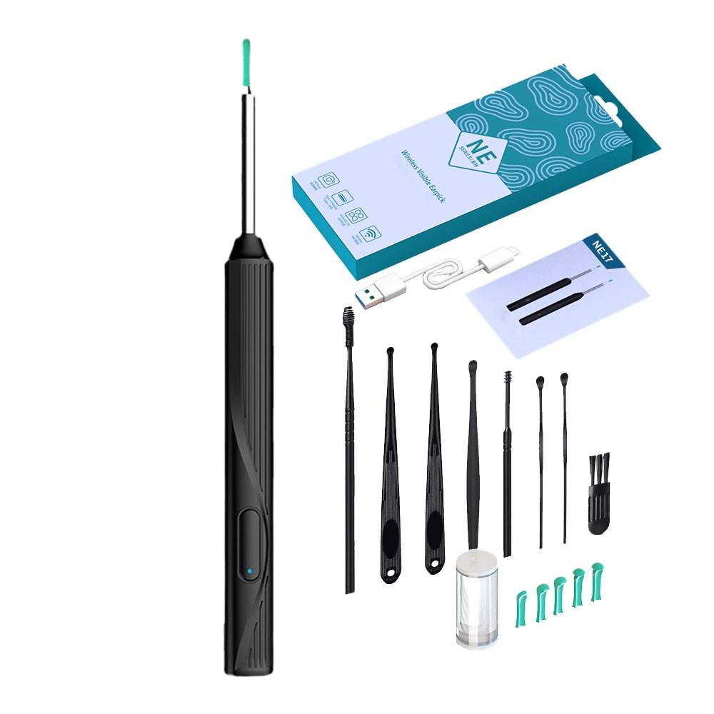 NE17 Ear Wax Remover Black – All-in-One Scoop Head with 8-in-1 Cleaning ...